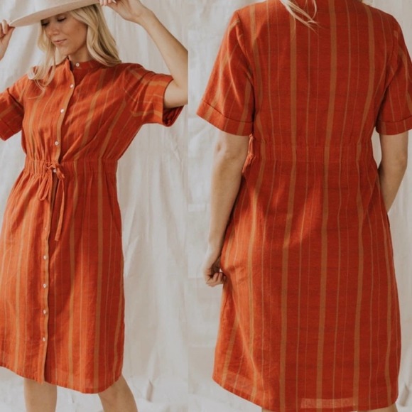 Roolee | Dresses | Roolee Womens Scarlet Orange Plaid Tie Waist Dress ...